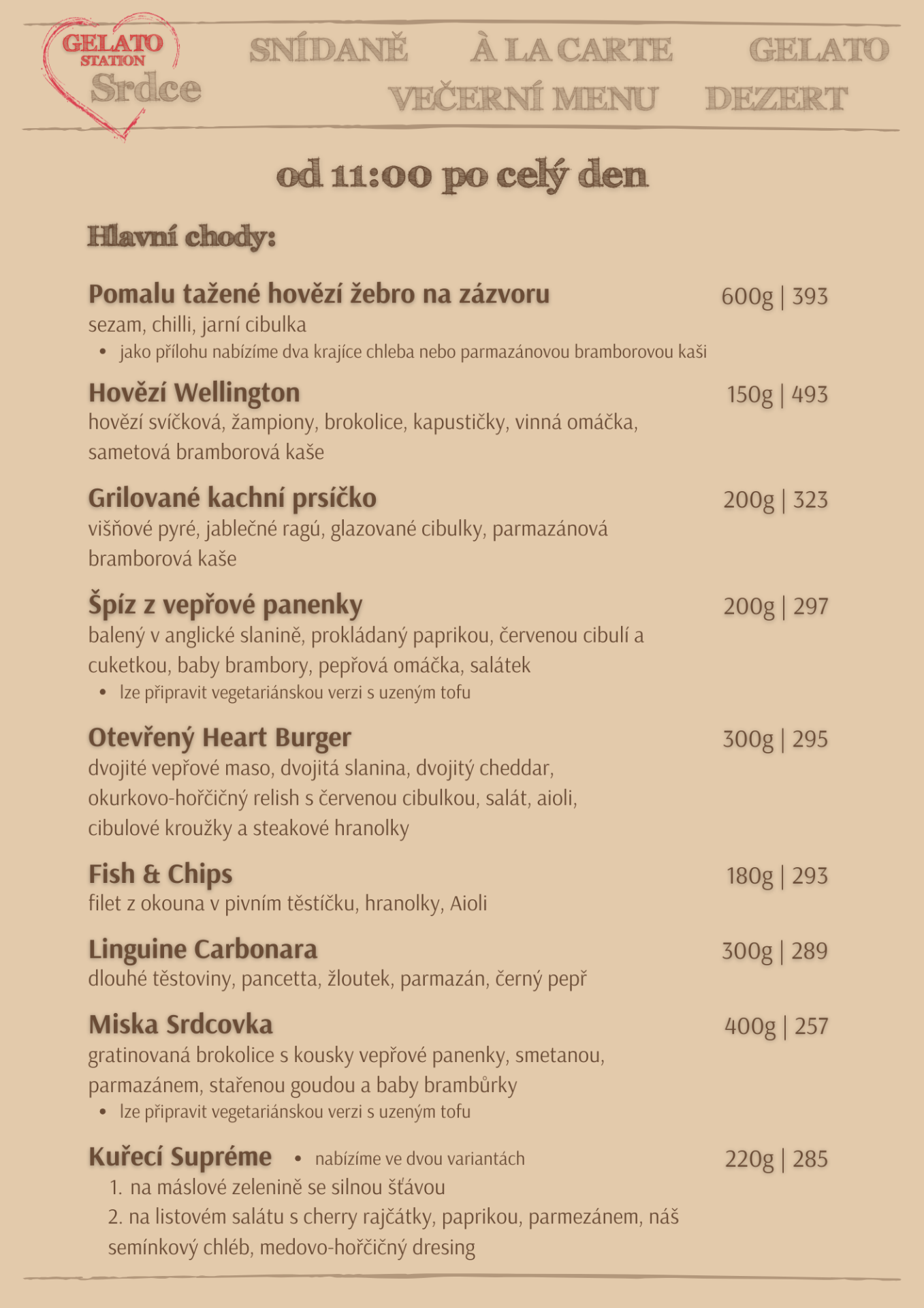 Jídelní & Nápojový LÍSTEK :: Gelato Station - SRDCE